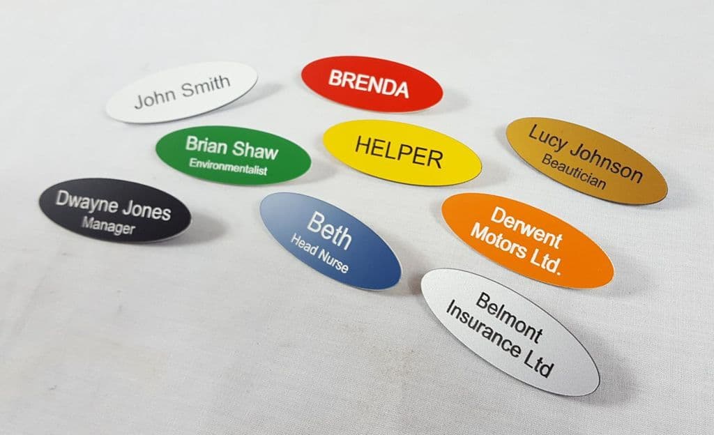 Personalised Oval Acrylic Name Badge with Pin - Choice of Colour
